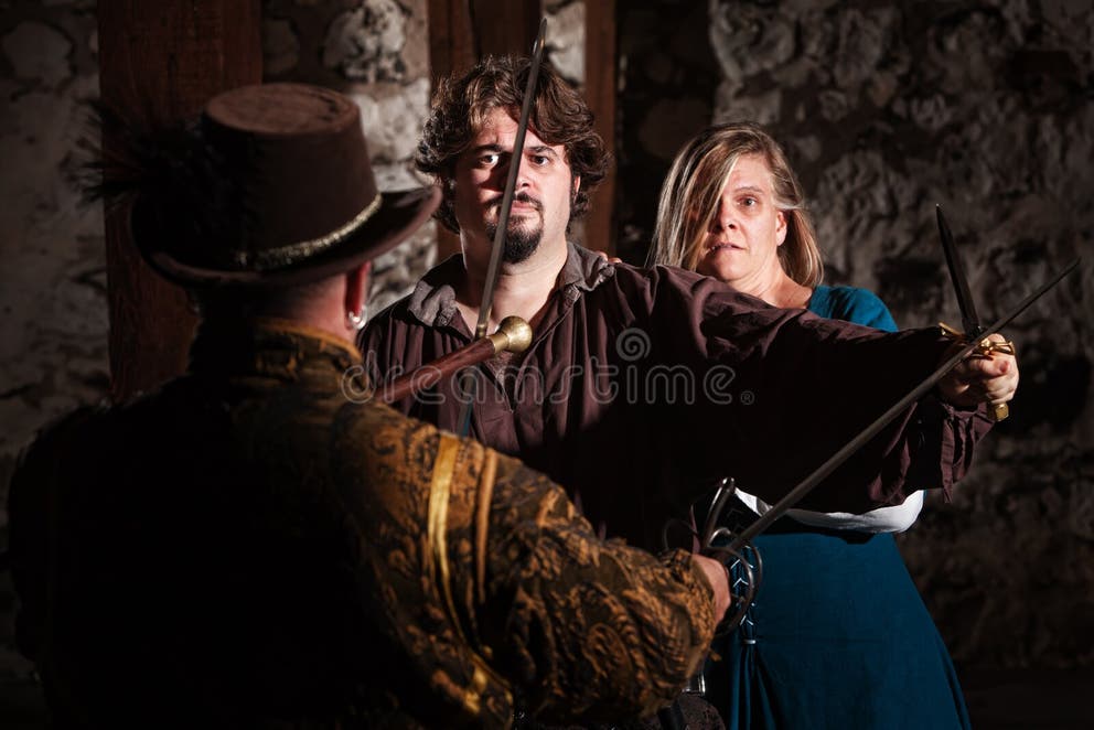 Confident Hero and Scared Lady Stock Photo - Image of lady, european ...