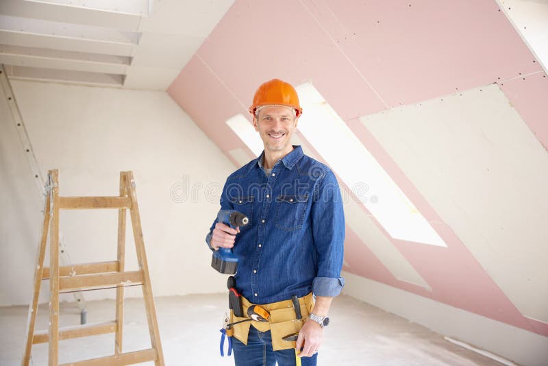 Handyman portrait stock image. Image of building, hard - 118305043