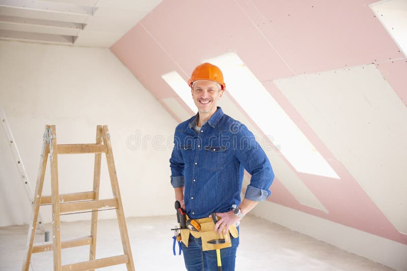 Handyman portrait stock image. Image of camera, house - 118304763