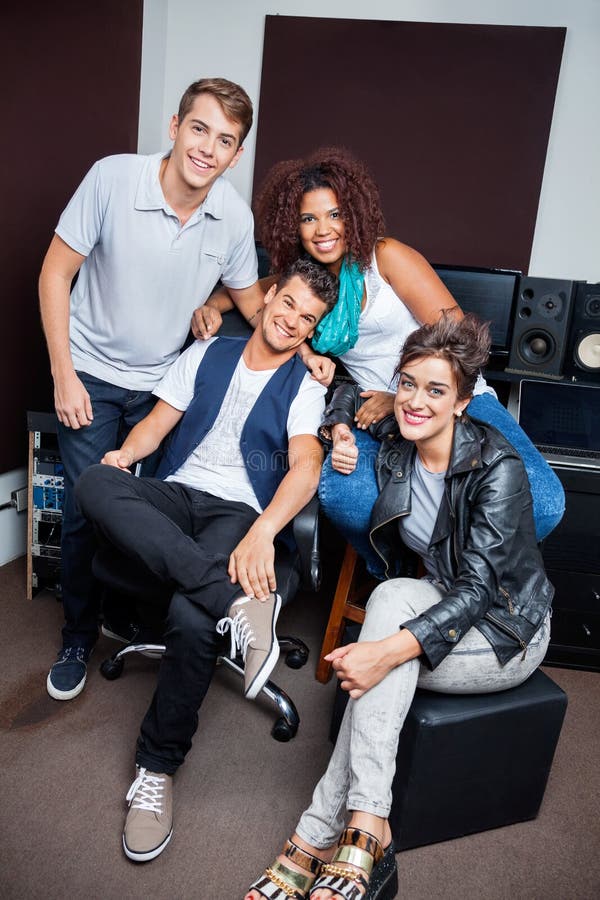 Confident Multiethnic Musicians in Recording Stock Image - Image of ...