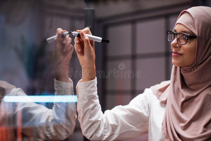 Confident Muslim Female Ceo Manager, Writing Tasks or New Startup Ideas ...
