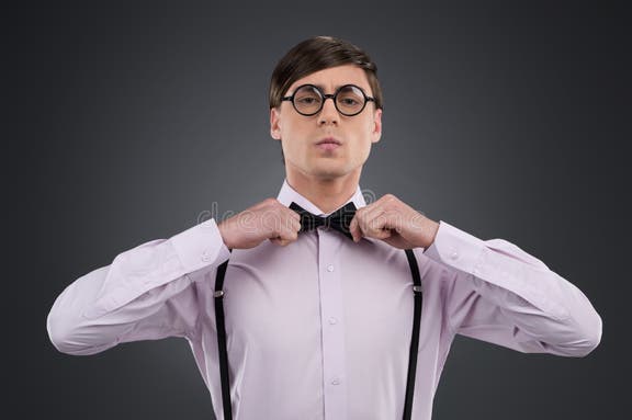 Confident nerd. stock photo. Image of glasses, suspenders - 33341646
