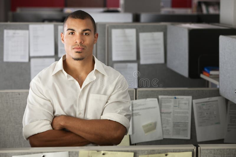 Confident Office Worker Showing STOP Gesture with Both Hands ...