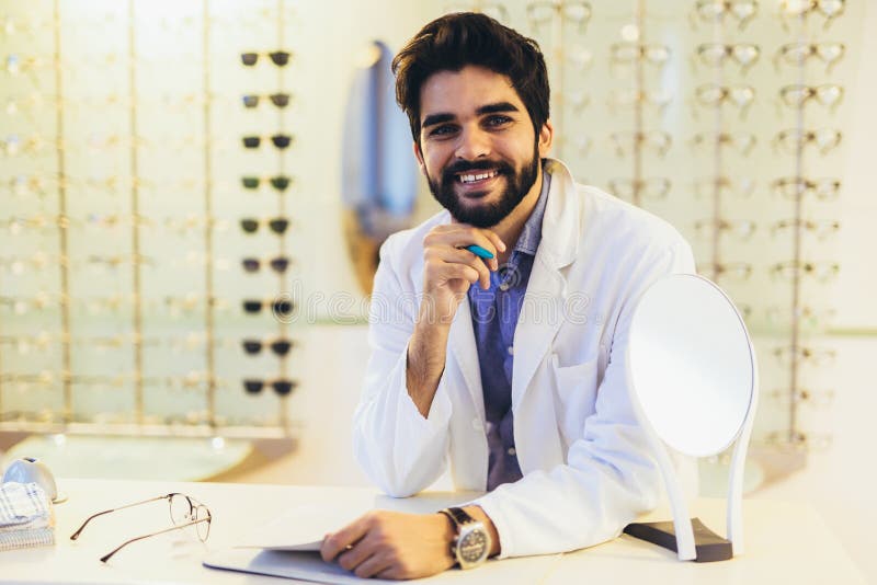 Optometrist, Optician Standing in Store Stock Image - Image of ...