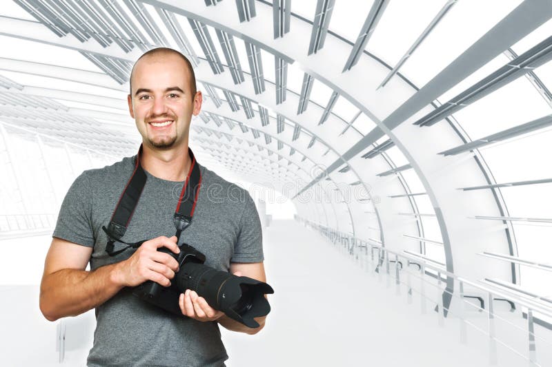 Confident Photographer Background Stock Photo - Image of journalist ...