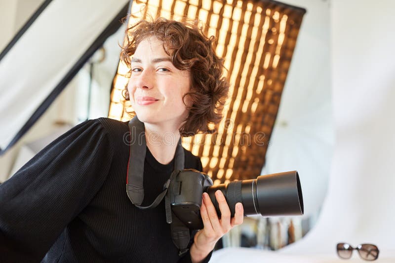 Confident Photographer with SLR Camera Stock Photo - Image of confident ...