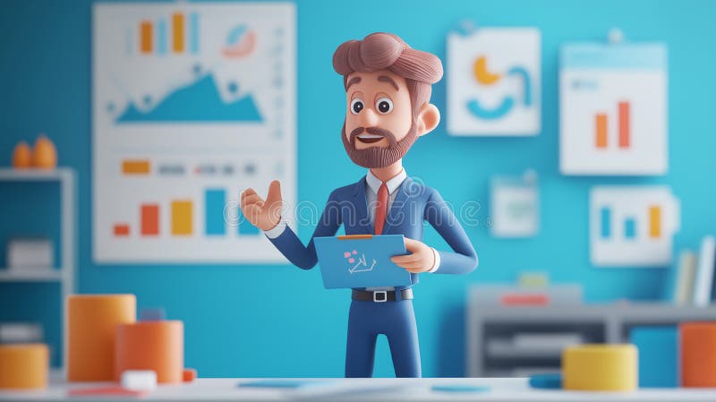 Animated Professional Presenting Business Insights in a Modern Office ...