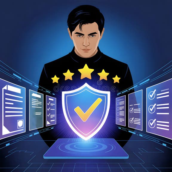 Confident Professional Overseeing Data Validation Security and Quality Assurance with Digital ...