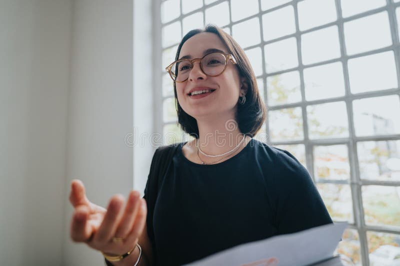 Confident Professor Engaging with Students in a Bright Setting Stock ...