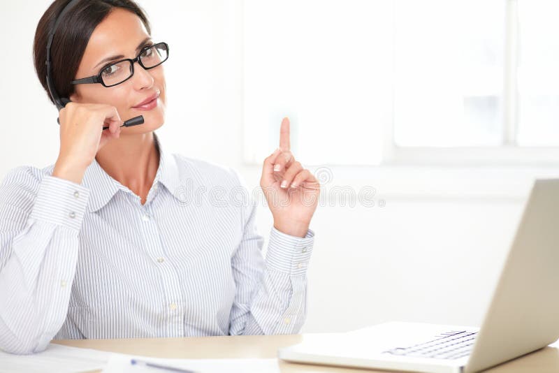 Confident Secretary Working on Her Desk Stock Image - Image of laptop ...