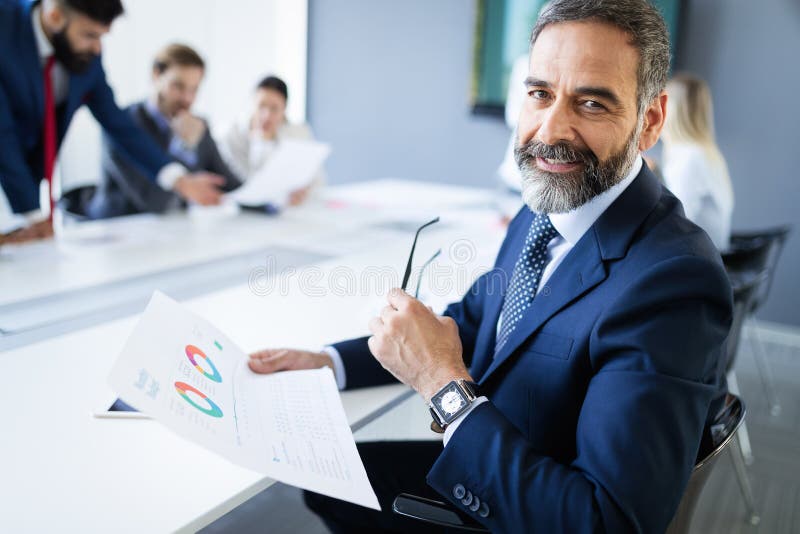 Confident Senior Businessman Leader Working in Office Stock Image ...