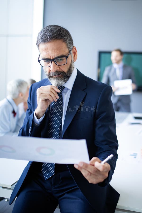 Confident Senior Businessman Leader Working in Office Stock Image ...