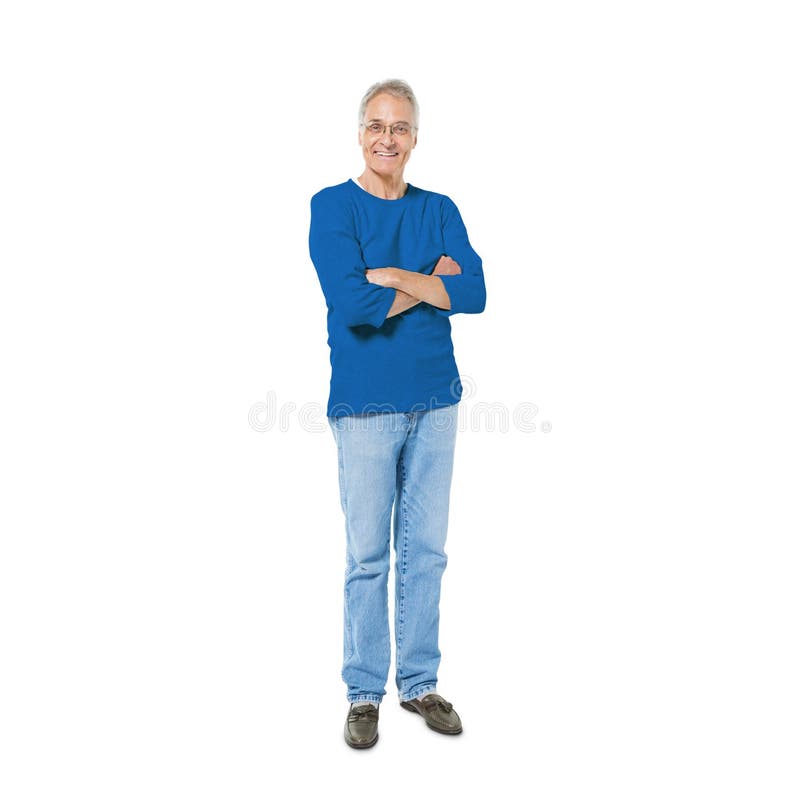 Mature Man Standing Up Against a White Background Stock Photo - Image ...