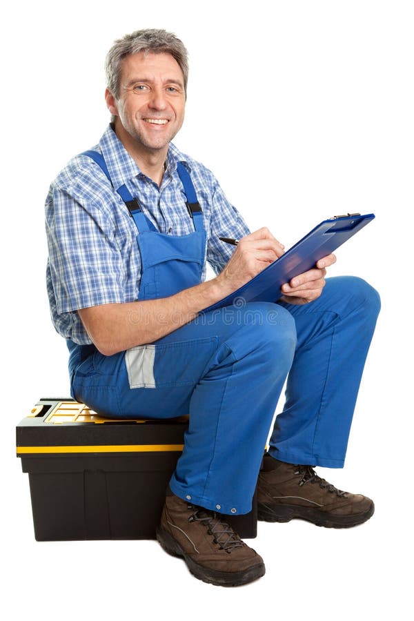Confident Service Man Taking Notes Stock Image - Image of repair, notes ...