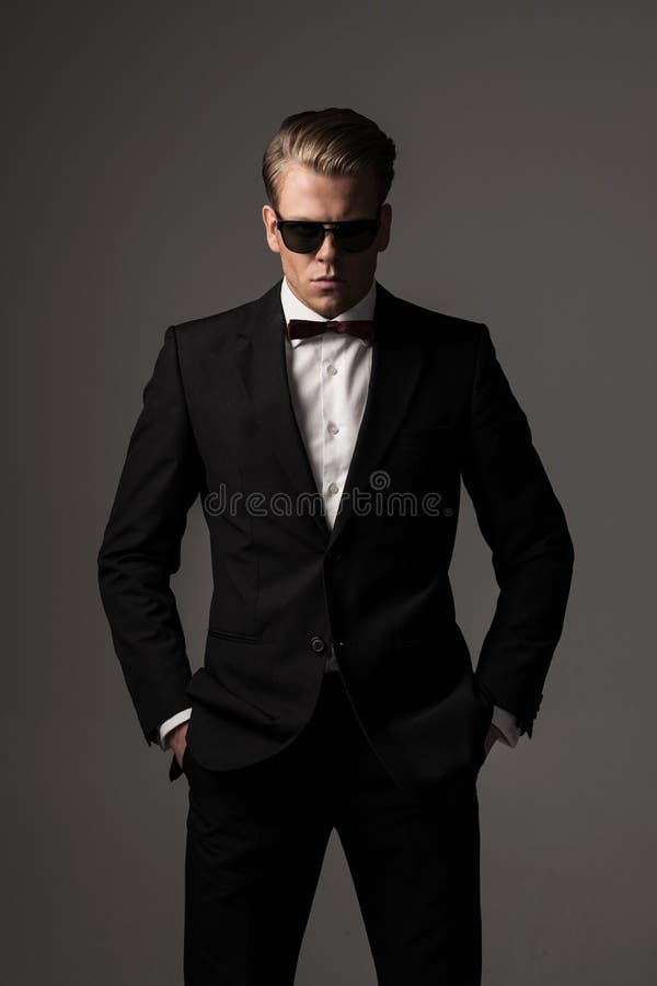 Confident Sharp Dressed Man in Black Suit Stock Photo - Image of ...