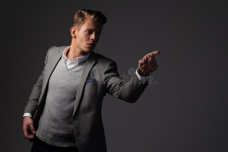 Confident Sharp Dressed Man in Grey Jacket. Stock Photo - Image of ...