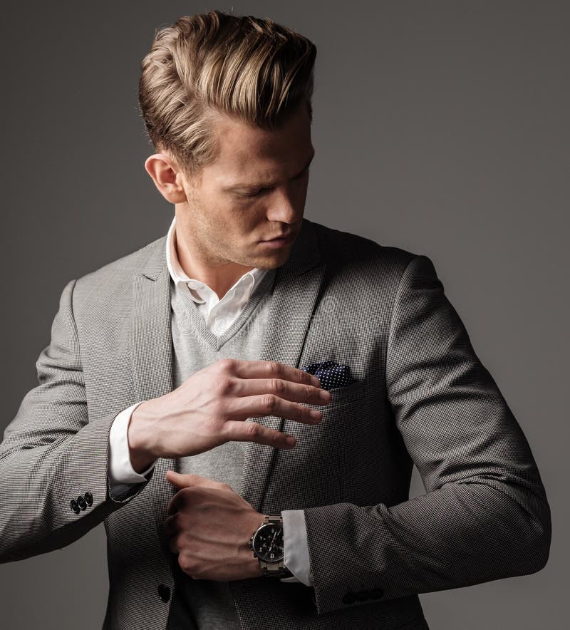 Confident Sharp Dressed Man in Black Suit Stock Image - Image of adult ...