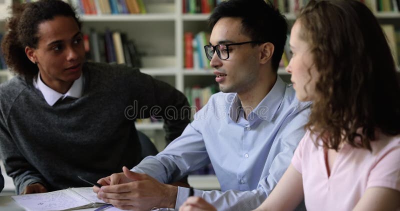 Smart Student Girl Explaining Lesson To Friend, Helping with Learning ...