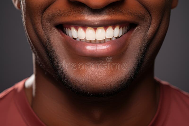 Confident Smile. Close-up of Black Man with Delicate Beard, Revealing ...