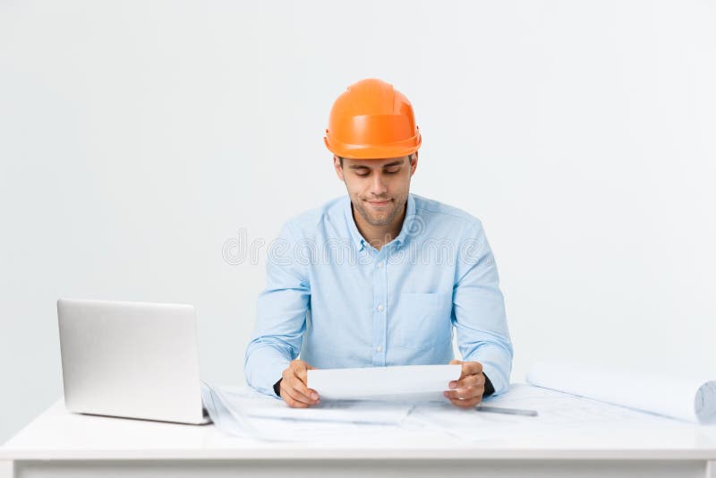 Confident Smiling Architect in Formal Wear Thinking and Working with ... Confident Smiling Architect in Formal Wear Thinking and Working with ...