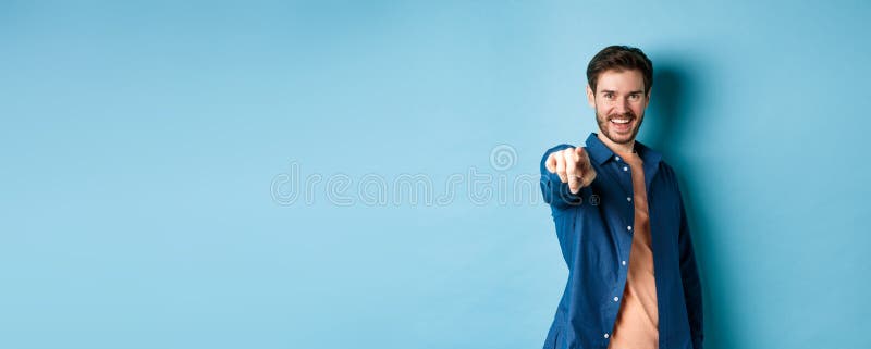 Confident Smiling Guy Choosing or Inviting You, Pointing Finger at ...