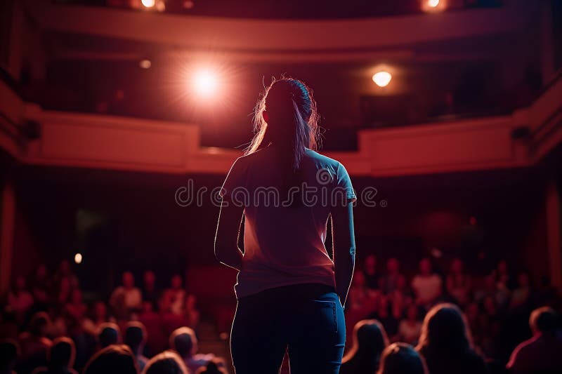 A Confident Speaker Stands on a Brightly Lit Stage, Delivering a ...
