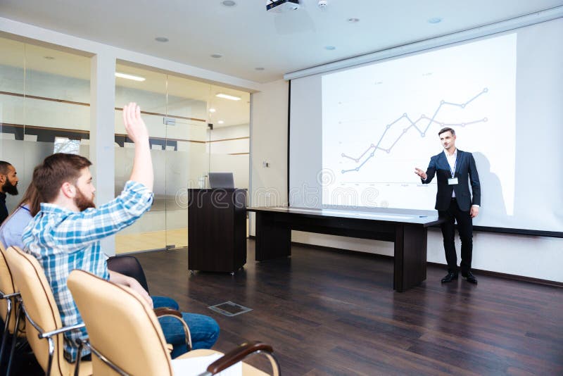 Confident Speaker Talking To Audience on Business Training Stock Image ...