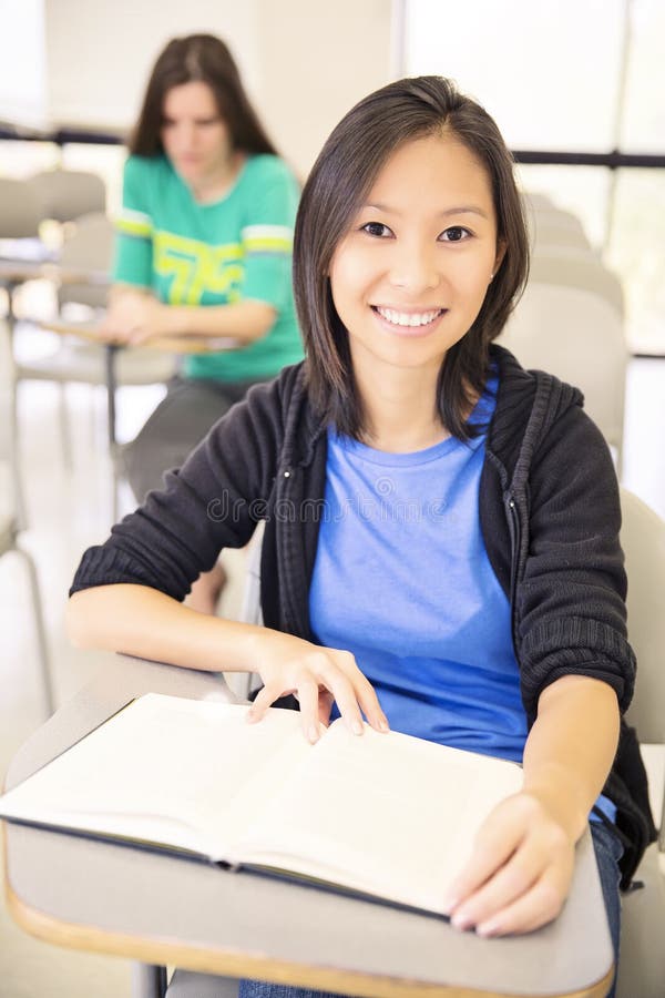 Confident Student in the Classroom Stock Image - Image of desk ...