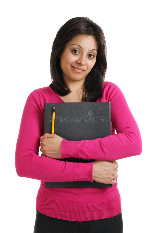 Confident Student Holding Folder and Pencil Stock Image - Image of ...