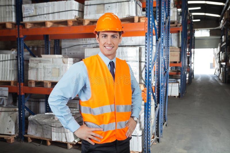 Storeman with Mover at Warehouse of Forwarding Stock Photo - Image of ...