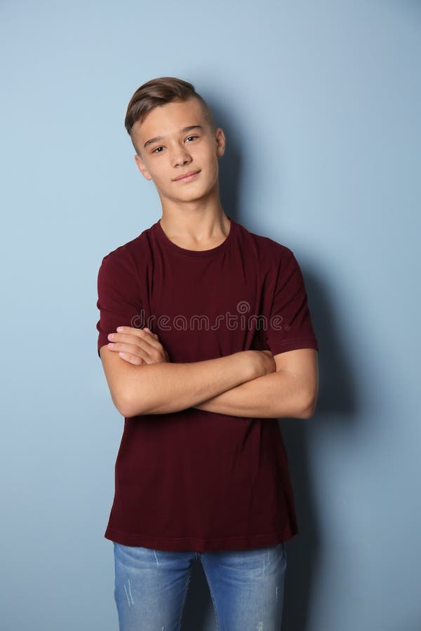 Confident Teenage Boy on White Background Stock Photo - Image of hairdo ... Confident Teenage Boy on White Background Stock Photo - Image of hairdo ...