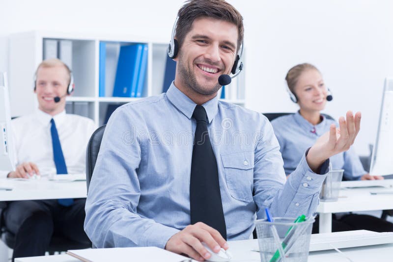 Confident Telemarketer at Work Stock Image - Image of business ...