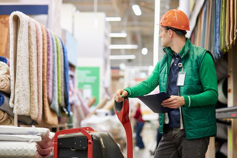 Confident Warehouse Worker Check Quantity of Commodity in Market Stock ...