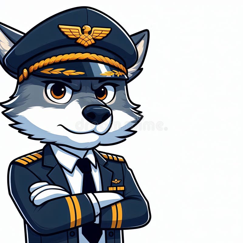 Confident Wolf Airline Captain Stock Illustration - Illustration of ...