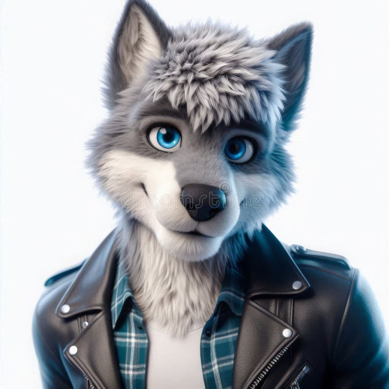 Confident Wolf in Leather Outfit Stock Illustration - Illustration of ...