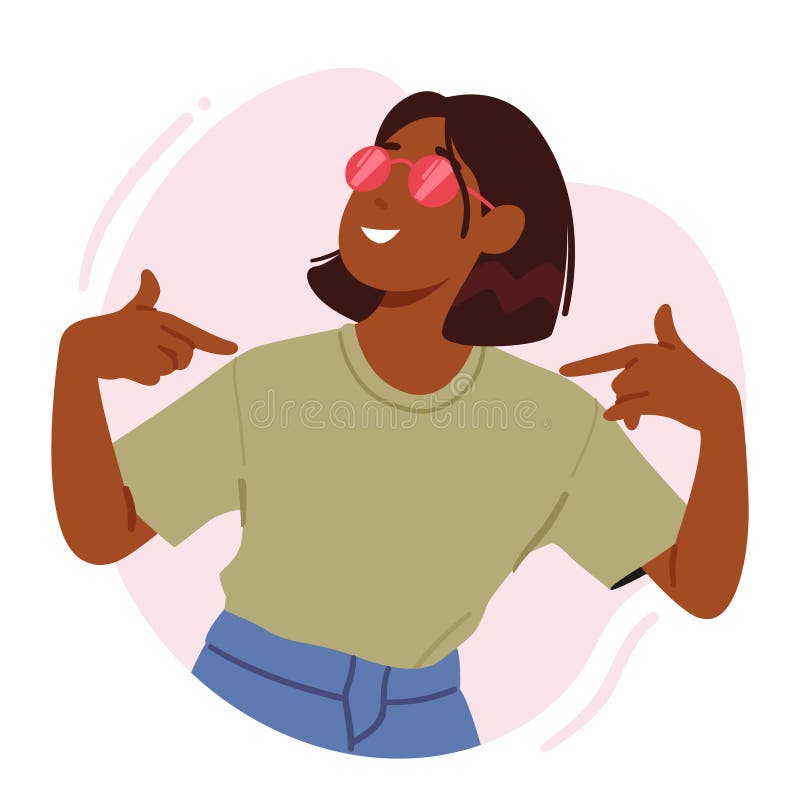 Confident Woman Pointing at Herself with Positive Expression ... Confident Woman Pointing at Herself with Positive Expression ...