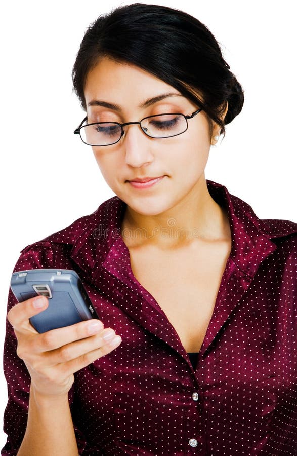Confident Woman Text Messaging Stock Photo - Image of middle, isolated ...