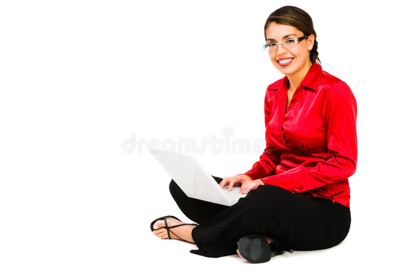 Confident Woman Using a Laptop Stock Photo - Image of happiness, beauty ...