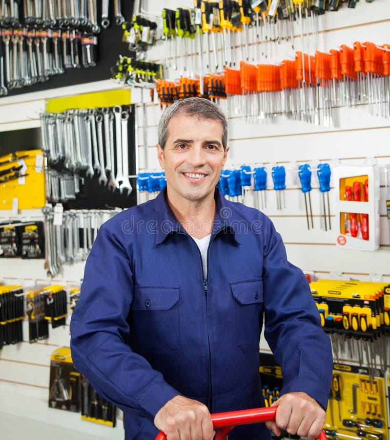 Confident Worker in Hardware Shop Stock Photo - Image of choice ...