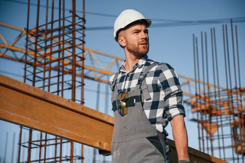 Confident Worker. Man is on the Construction Site at Daytime Stock ...