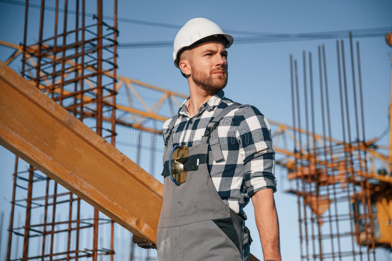 Confident Worker. Man is on the Construction Site at Daytime Stock ...
