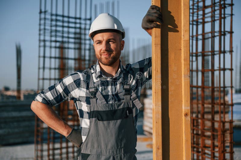 Confident Worker. Man is on the Construction Site at Daytime Stock ...