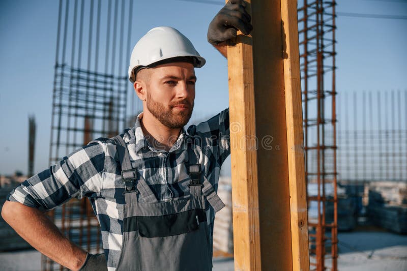 Confident Worker. Man is on the Construction Site at Daytime Stock ...
