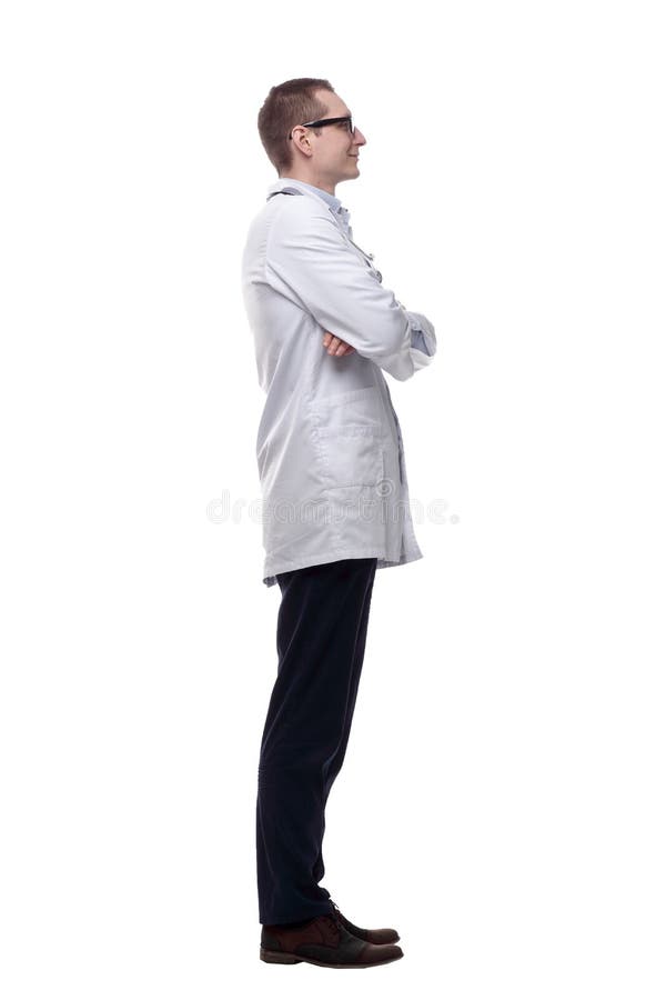 Confident Young Doctor Looking Forward. Isolated on a White Stock Image ...