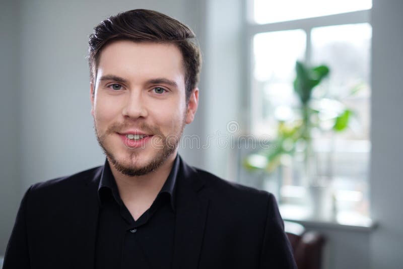 Confident Young Man Attending Job Interview Stock Photo - Image of ...