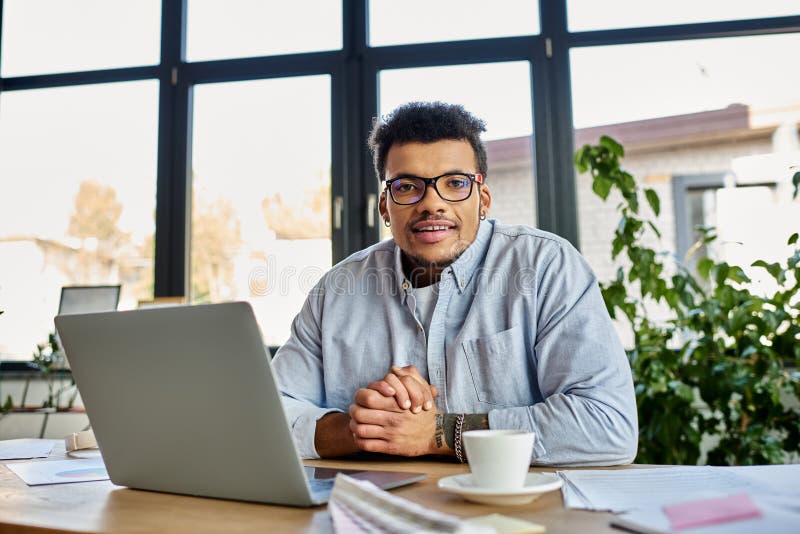 Confident Young Man Engaged in Work Stock Image - Image of career ...