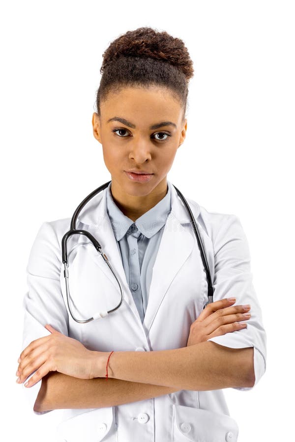 Confident Young Professional Female Doctor Standing with Stethoscope ...