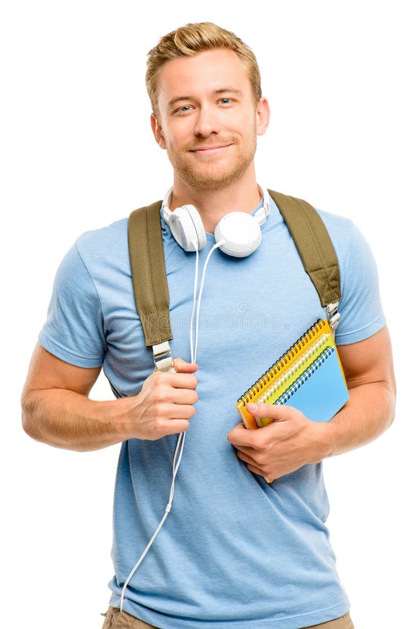 Confident Young Student Back To School on White Background Stock Photo ...
