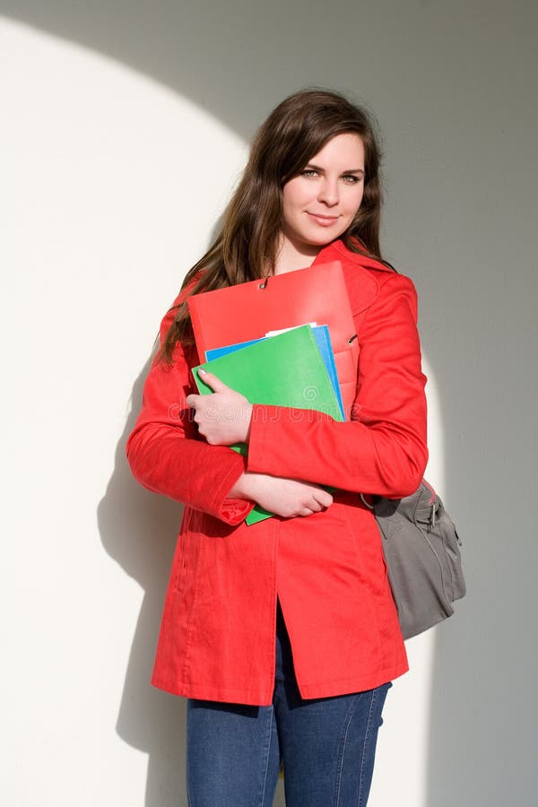 Confident Young Student Woman. Stock Image - Image of holding, folder ...