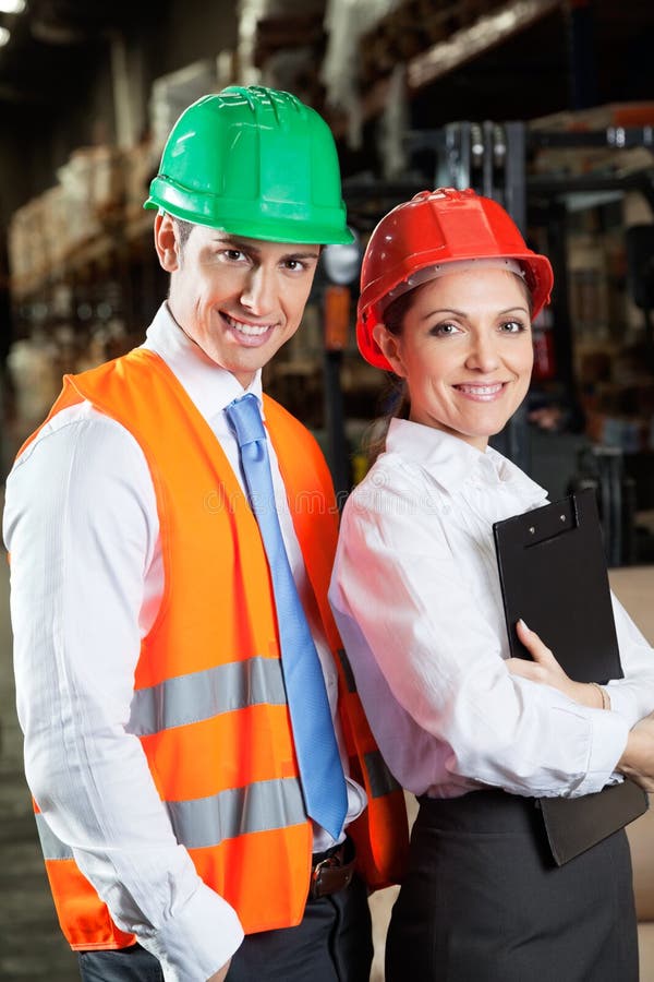 Supervisors Standing at Construction Site Against Clear Sky Stock Image ...